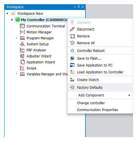 Setting Factory Defaults